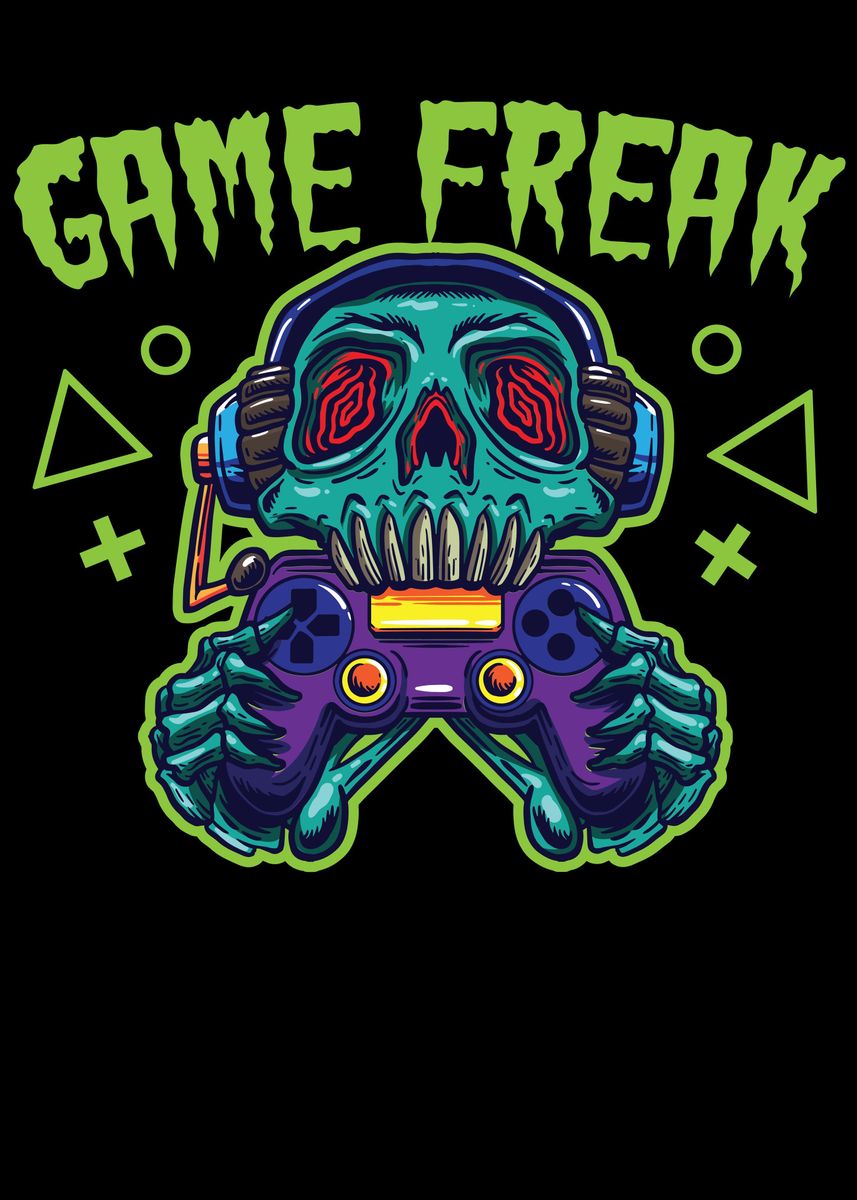 'Game Freak Nerd Gamer' Poster, picture, metal print, paint by Bernie ...