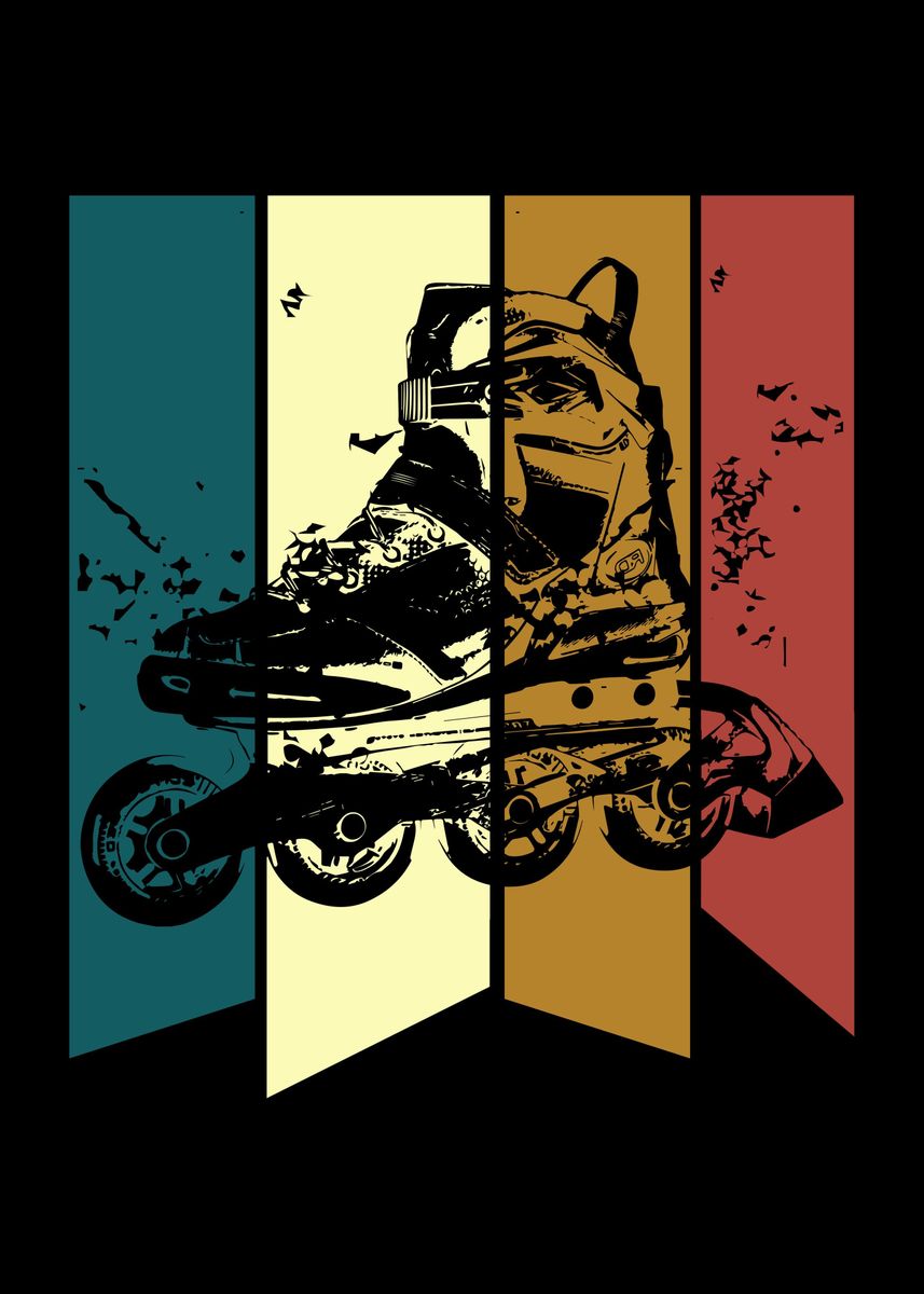 'Inline Skater Skating' Poster, picture, metal print, paint by ...