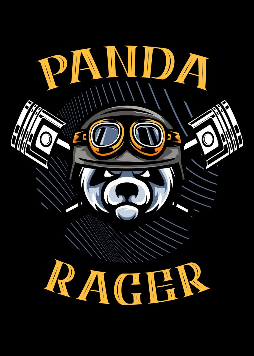 'Panda Racer Motorcyclist' Poster, picture, metal print, paint by Foxxy ...