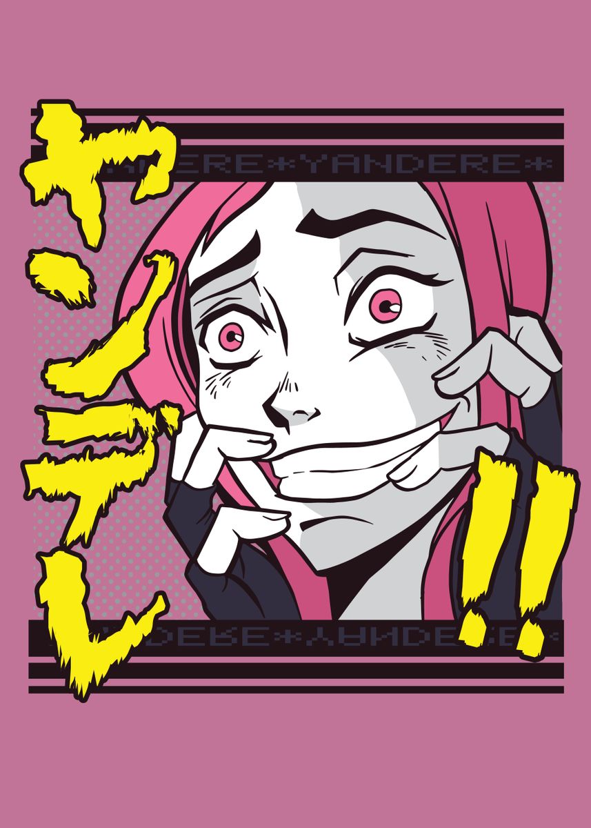 'Yandere Anime Girl' Poster, picture, metal print, paint by ...