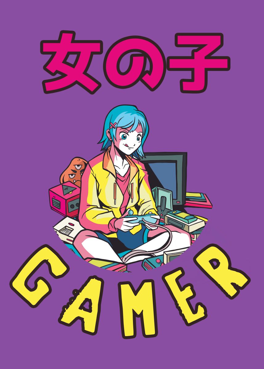 'Gamer Woman' Poster, picture, metal print, paint by MrColorUp | Displate