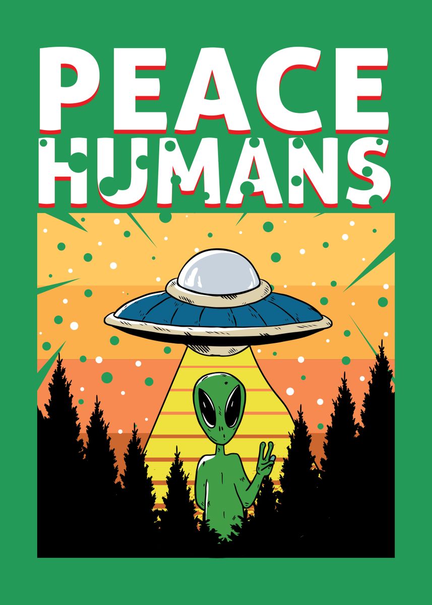 'Alien Party' Poster, picture, metal print, paint by MrColorUp | Displate