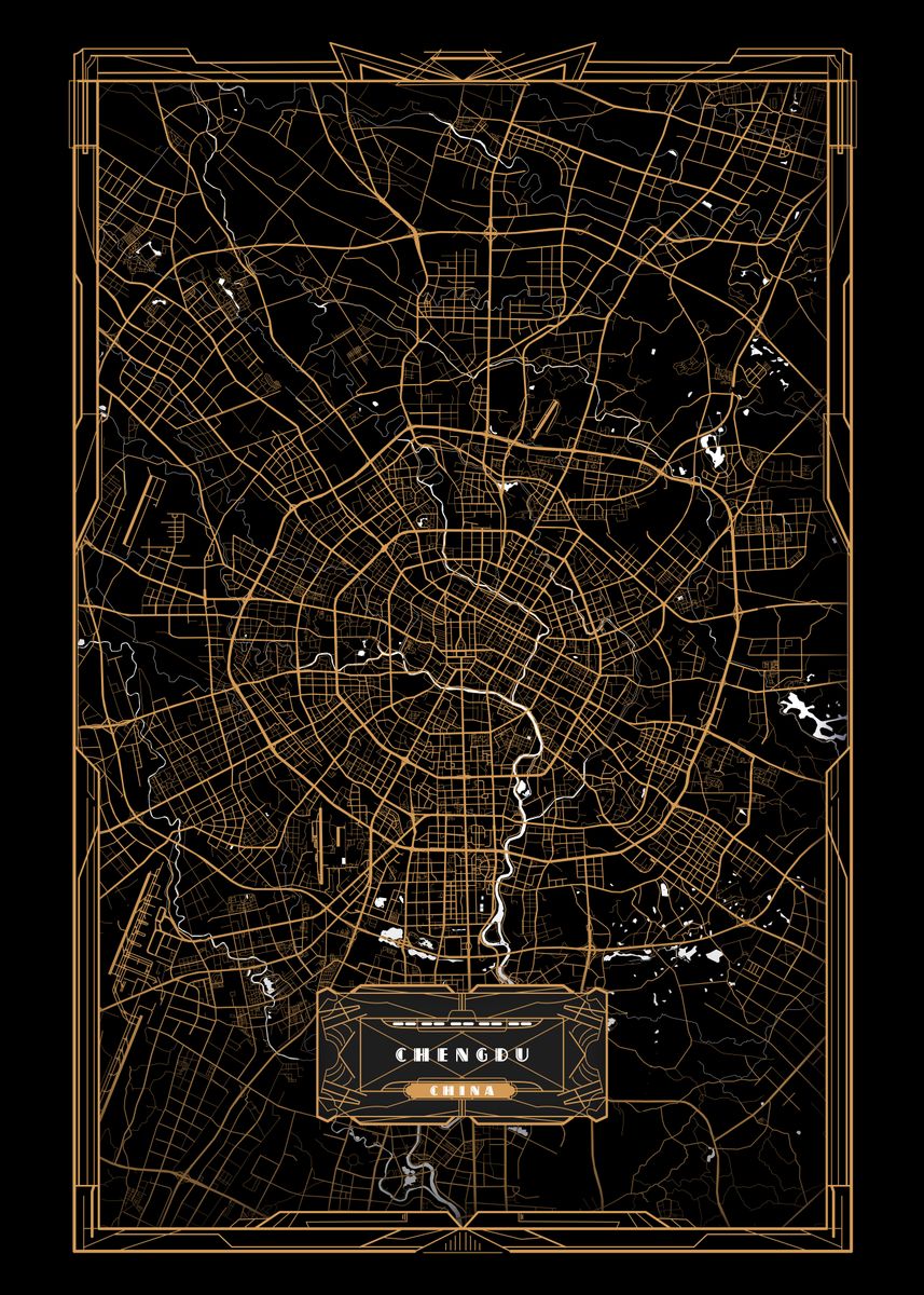 'Chengdu China' Poster, picture, metal print, paint by Five Senses Art ...