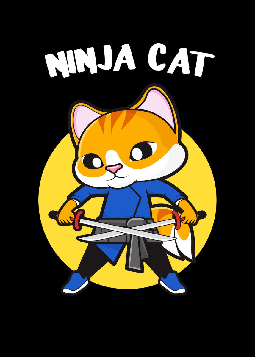 'Funny Ninja Cat Cats Lover' Poster, picture, metal print, paint by ...