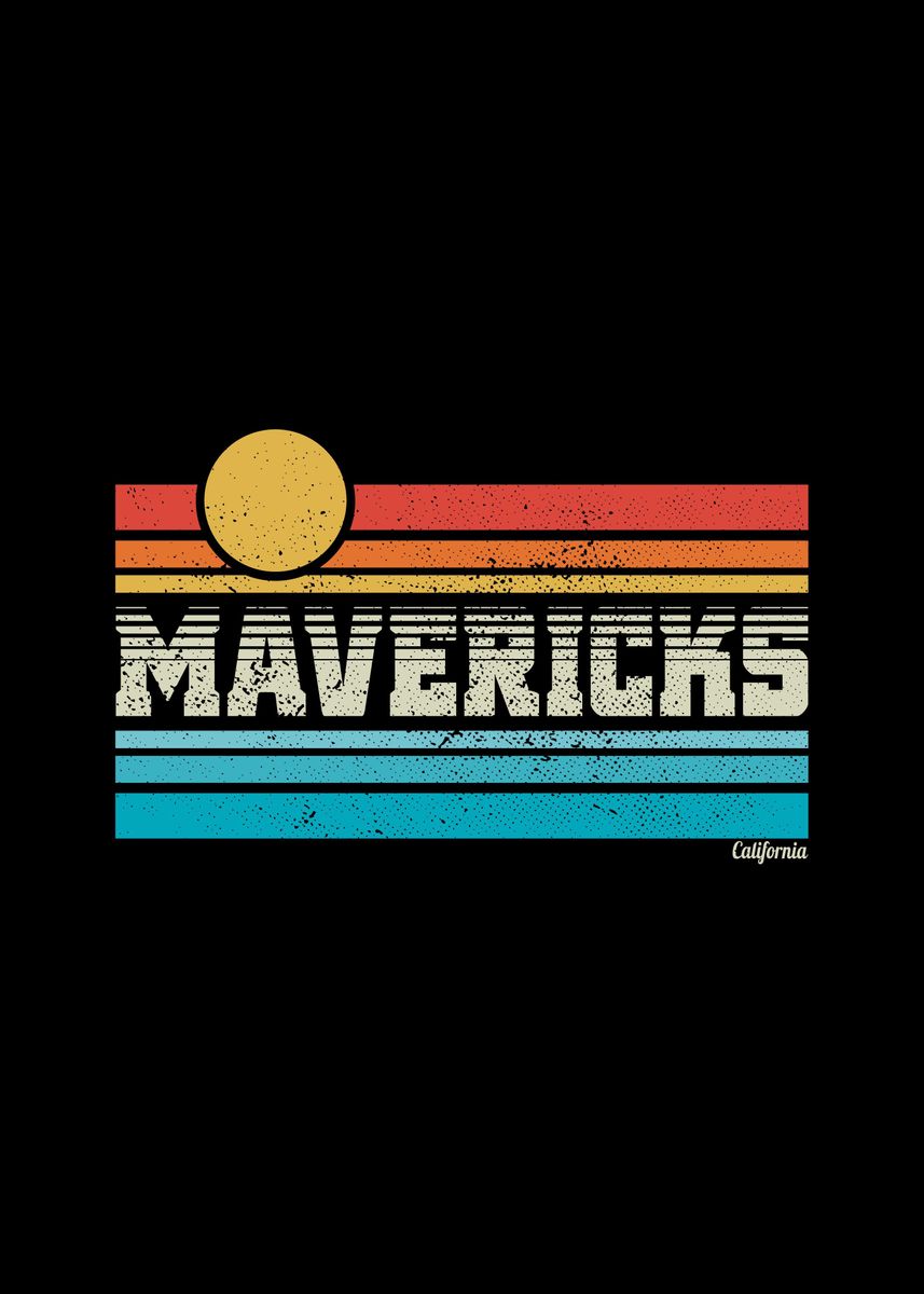 'Mavericks Surfing Retro' Poster, picture, metal print, paint by ...