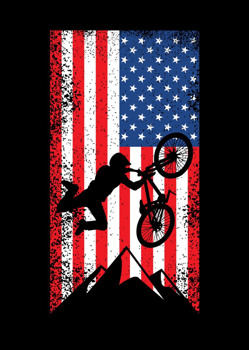 'USA Mountain Biking Gift' Poster by Philip Anders | Displate