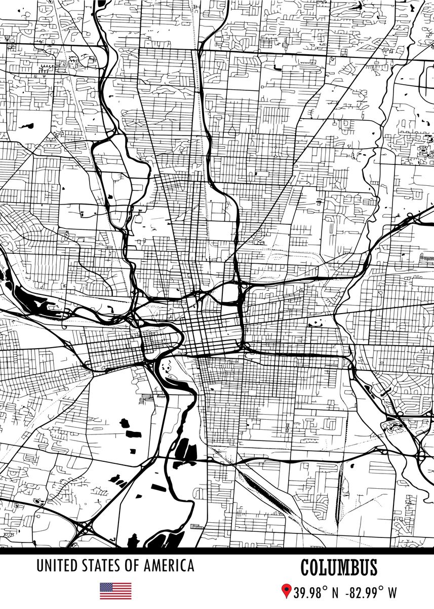 'Columbus USA Map' Poster, picture, metal print, paint by Artistic ...