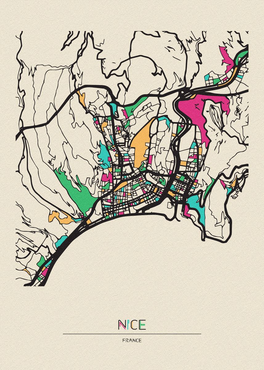 'Nice Map' Poster, picture, metal print, paint by Deniz A. | Displate