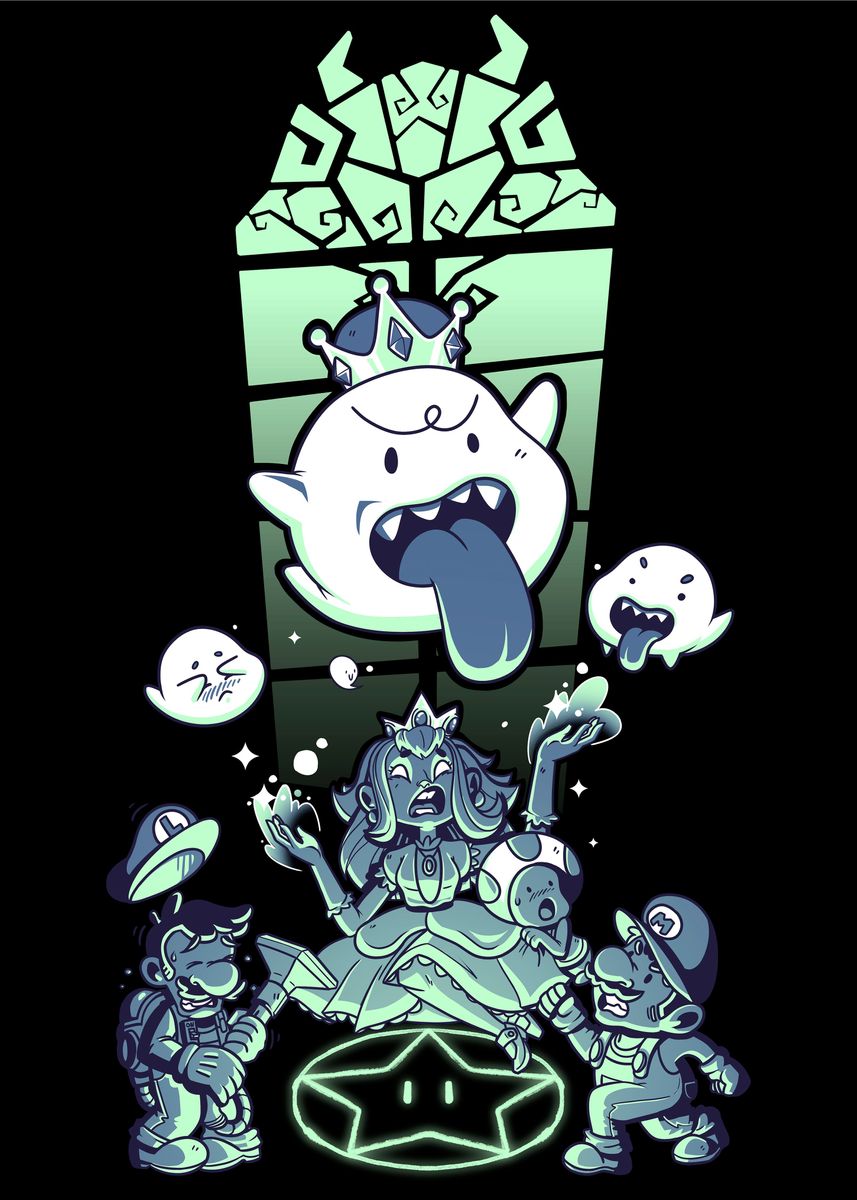 'Mario Luigi Boo King NGC' Poster, picture, metal print, paint by ...