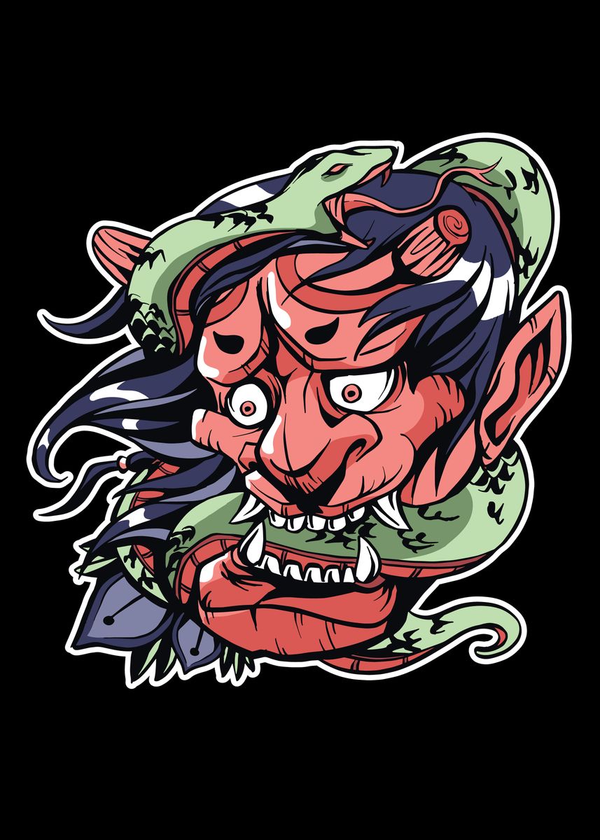 'Snake Demon Monster Japan' Poster, picture, metal print, paint by Maax ...