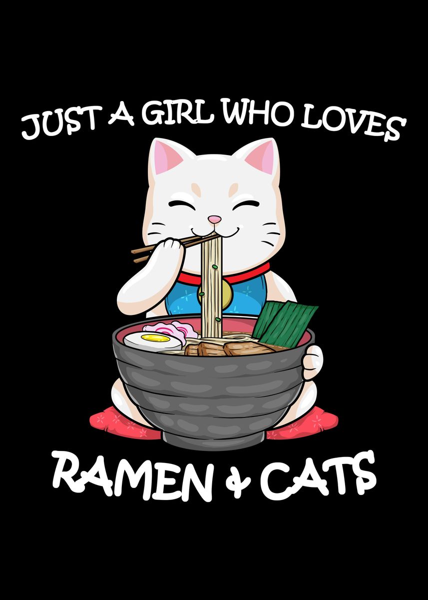 'Japanese Ramen Cat Japan A' Poster by Dennis | Displate