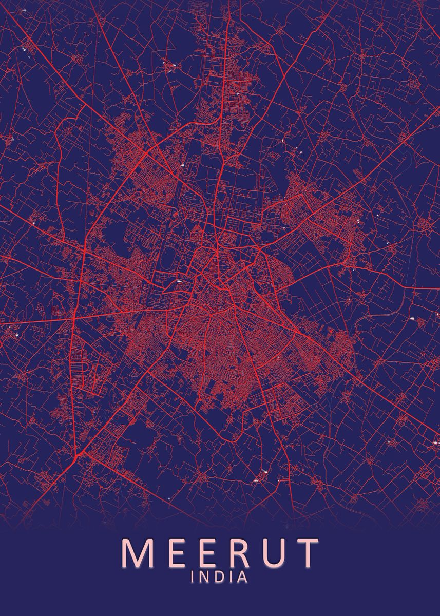 'Meerut India City Map' Poster by City Map Art Prints | Displate