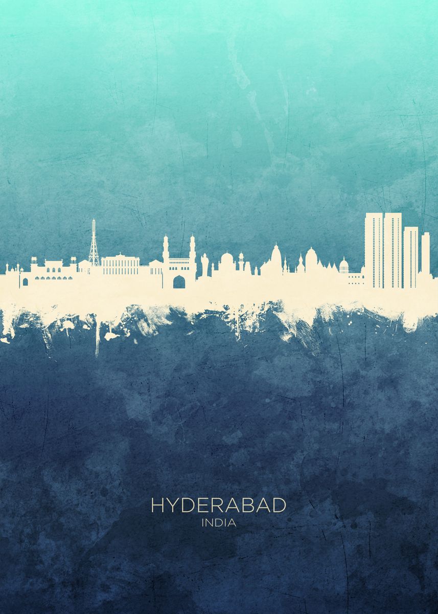'Hyderabad Skyline India' Poster, picture, metal print, paint by ...
