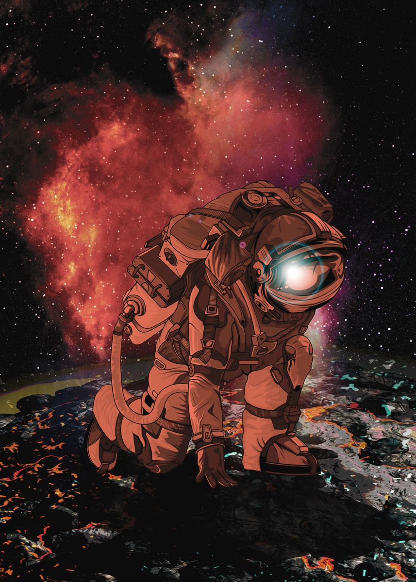 'Planet Space Spaceman' Poster, picture, metal print, paint by Saphira ...