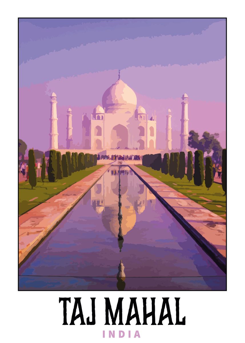 'Taj Mahal Travel Poster' Poster, picture, metal print, paint by ...