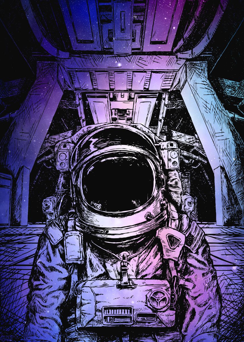 'Space Spaceman Rocket ' Poster by Saphira Design | Displate