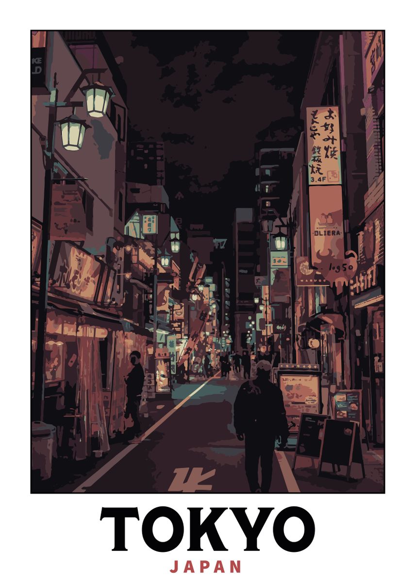 'Tokyo Travel Poster' Poster, picture, metal print, paint by vouvart ...