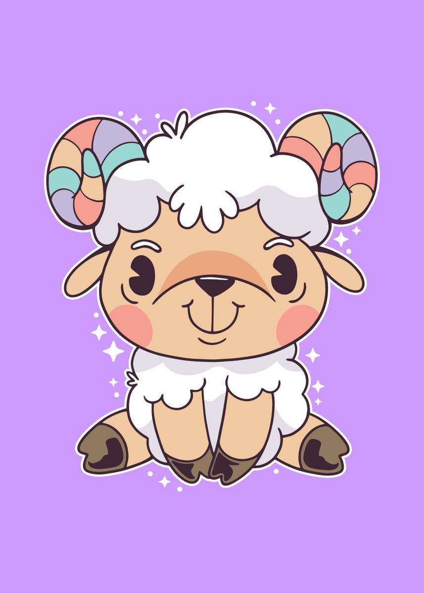 'Cute Aries Cartoon' Poster, picture, metal print, paint by ...