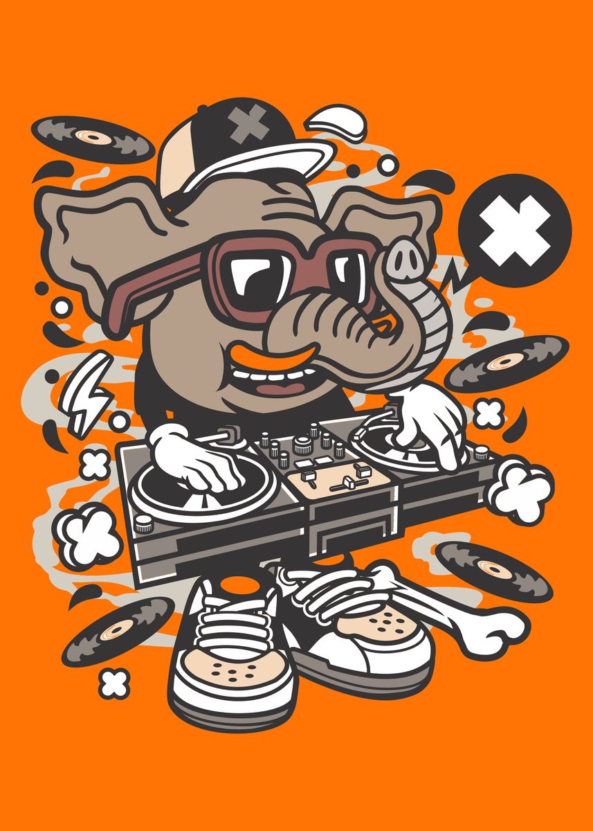 'Dj Elephant' Poster, picture, metal print, paint by Ralph Frankenberg ...