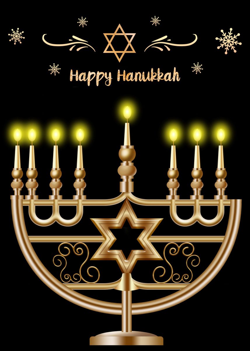 'Happy Chanukkah Lights' Poster by Max Ronn | Displate