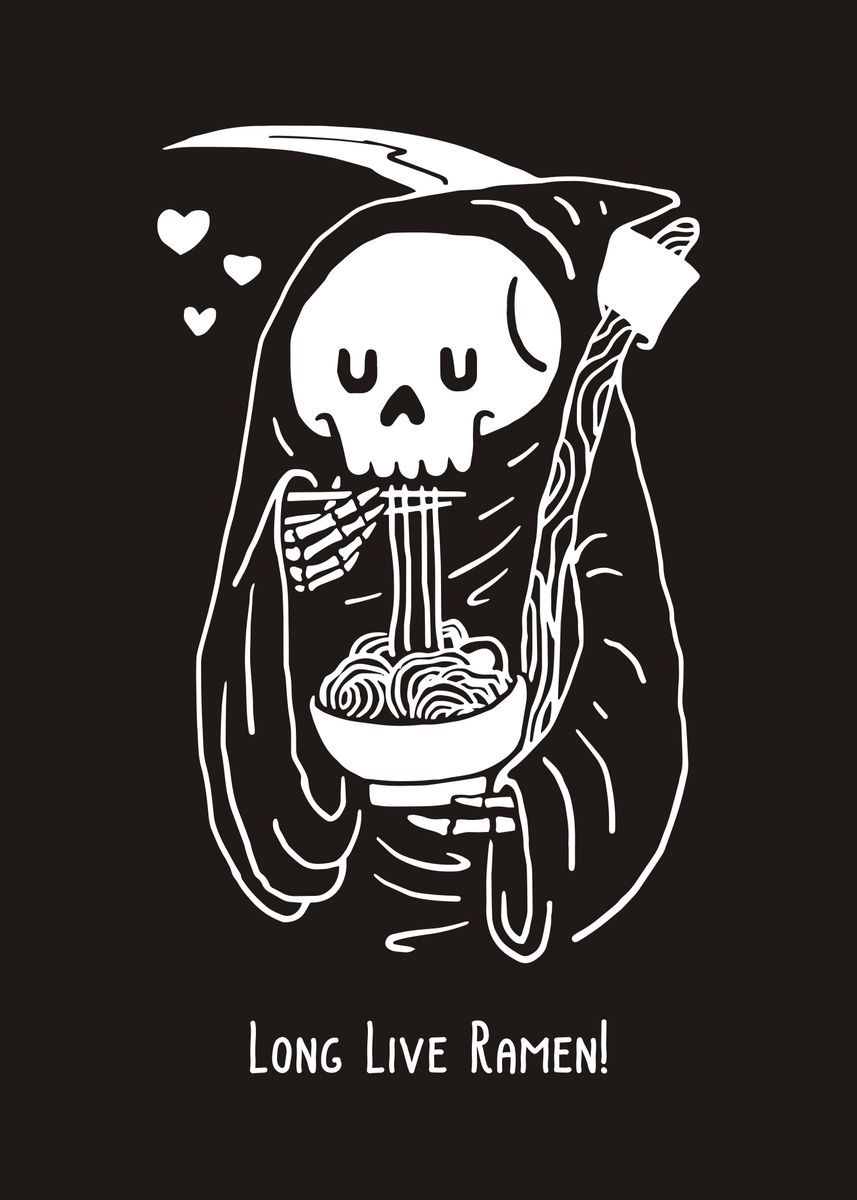 'Kawaii Ramen Reaper' Poster, picture, metal print, paint by Kunyah ...