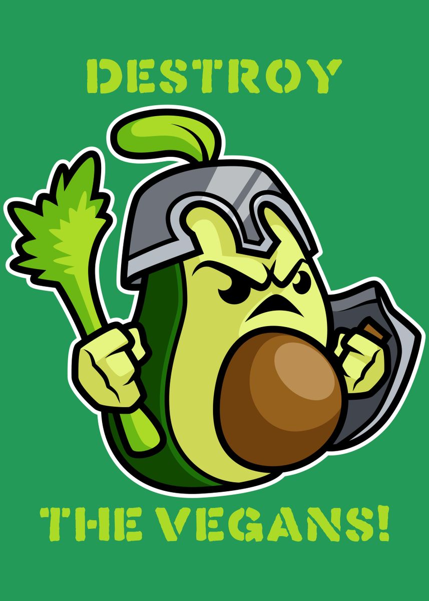 'Anti Vegan Avocado Knight' Poster, picture, metal print, paint by ...