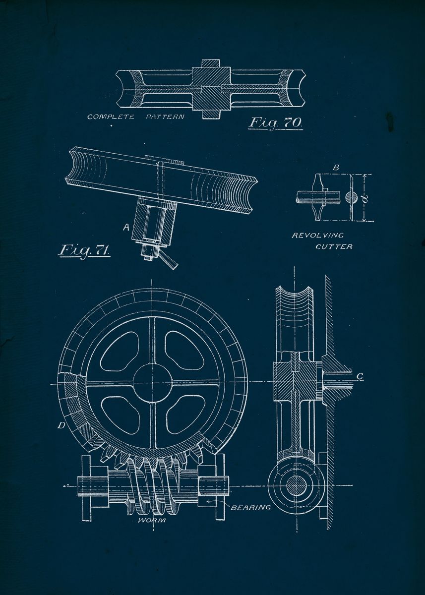 'Revolving Cutter Blueprint' Poster, picture, metal print, paint by Jay ...