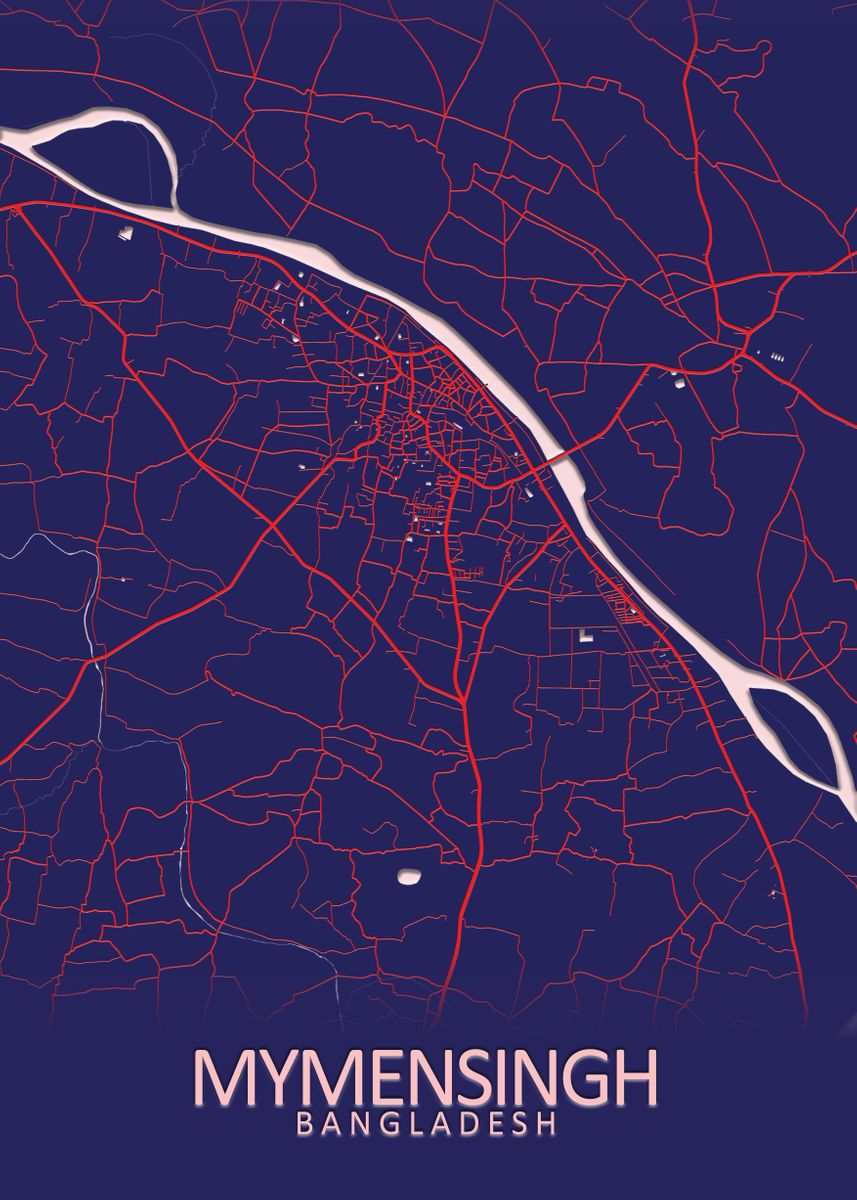 'Mymensingh Bangladesh' Poster, picture, metal print, paint by City Map ...