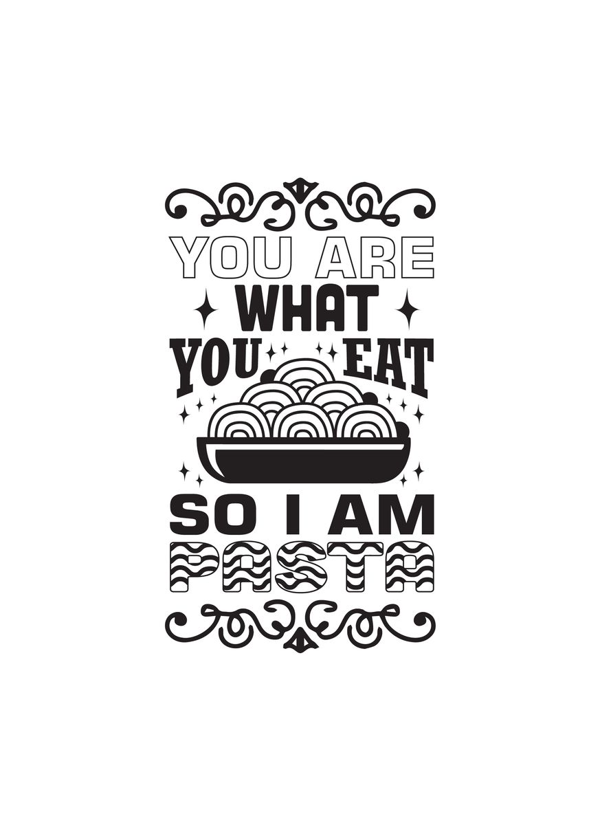 'Eat Pasta' Poster, picture, metal print, paint by Beone Digital | Displate