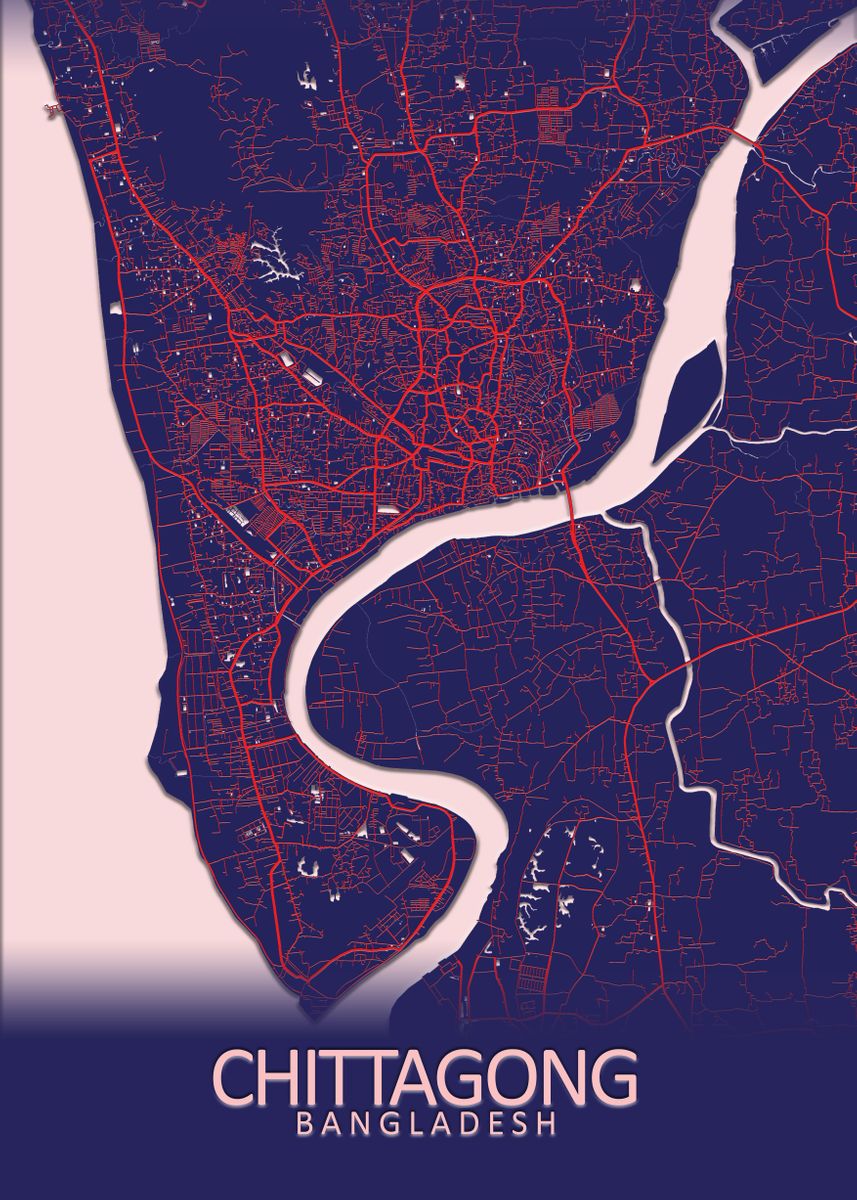 'Chittagong Bangladesh' Poster, picture, metal print, paint by City Map ...