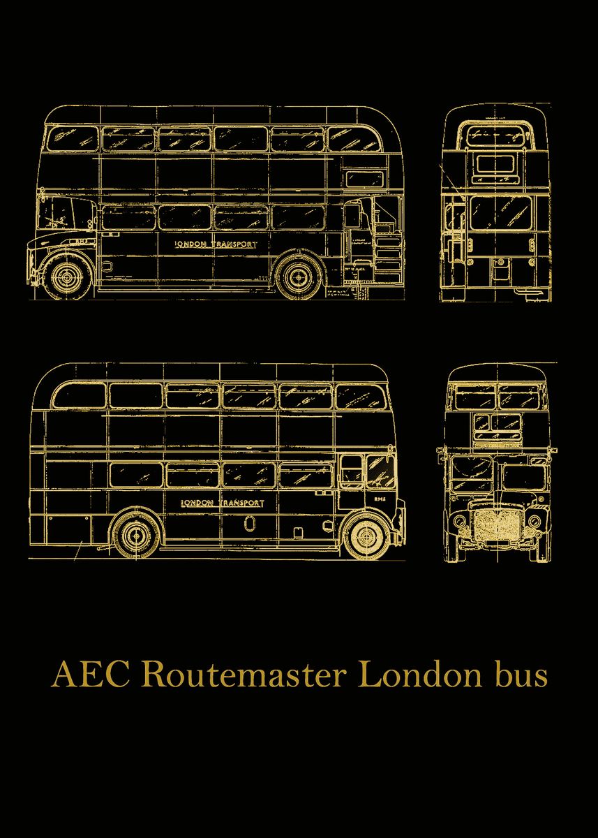 'AEC Routemaster gold' Poster, picture, metal print, paint by B & W ...
