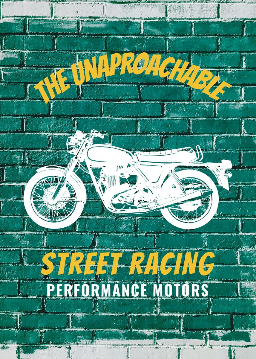 'Motorbike at the Wall ' Poster, picture, metal print, paint by Max ...