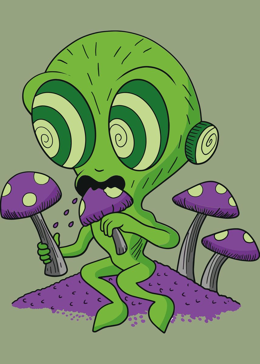 'Space Alien mushroom' Poster, picture, metal print, paint by ...