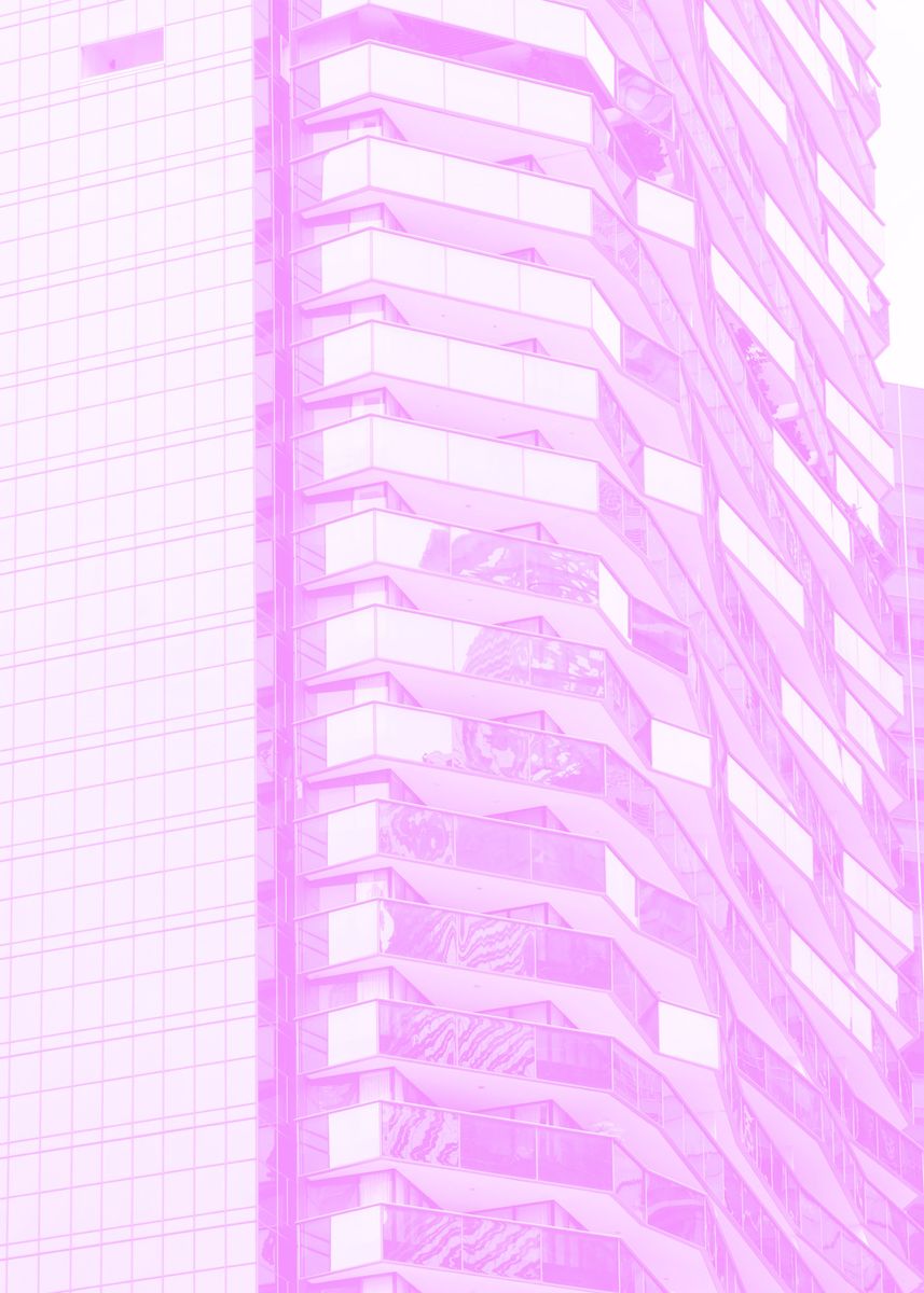 'Pink Building Poster' Poster, picture, metal print, paint by Ibzi ...