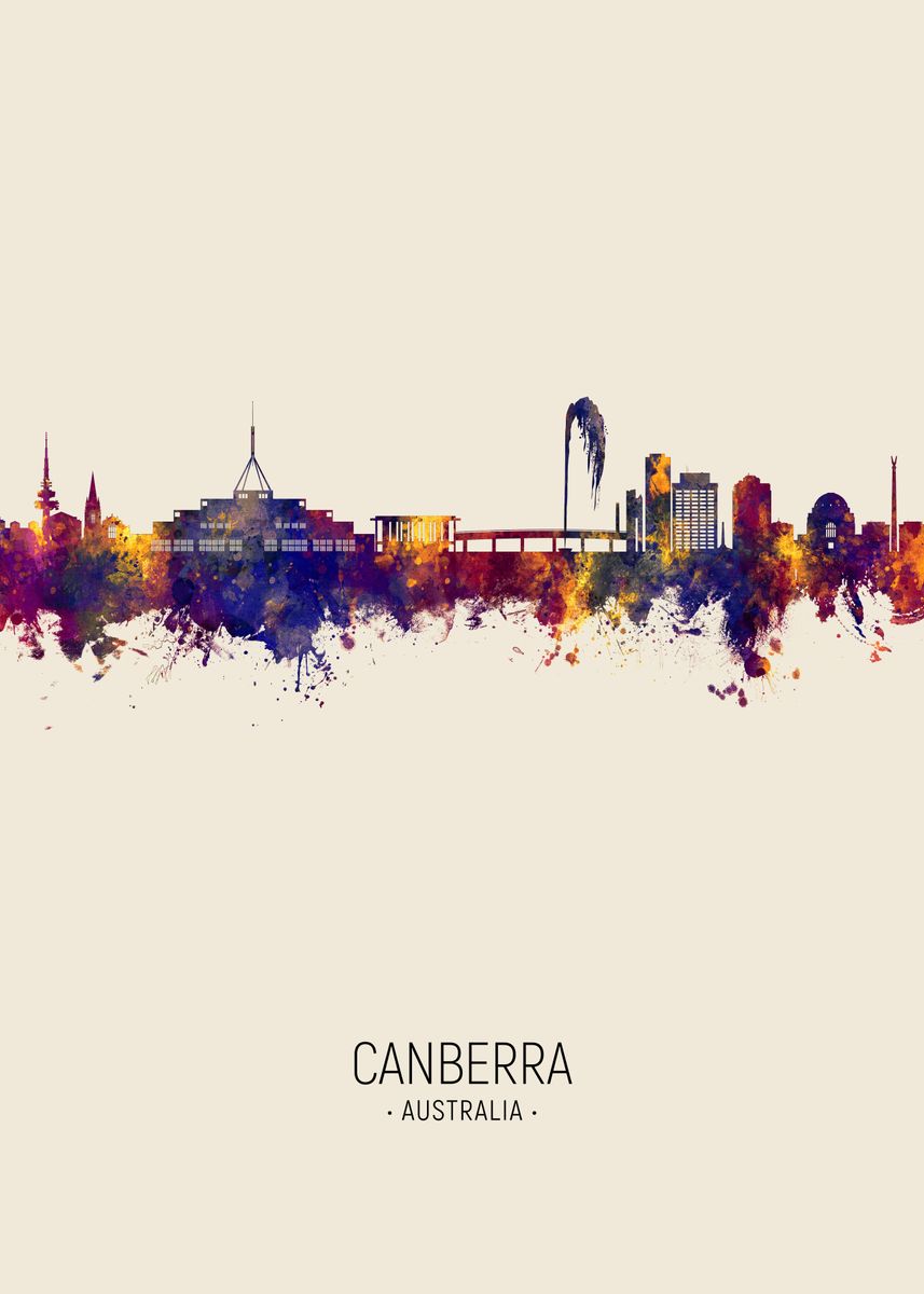 'Canberra Skyline Australia' Poster, picture, metal print, paint by ...