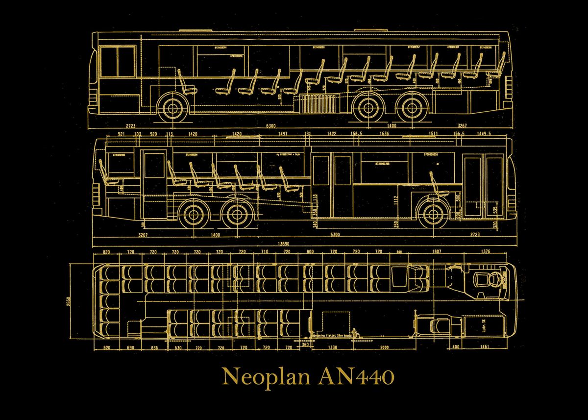 'Neoplan AN440 gold' Poster by B & W Arts | Displate