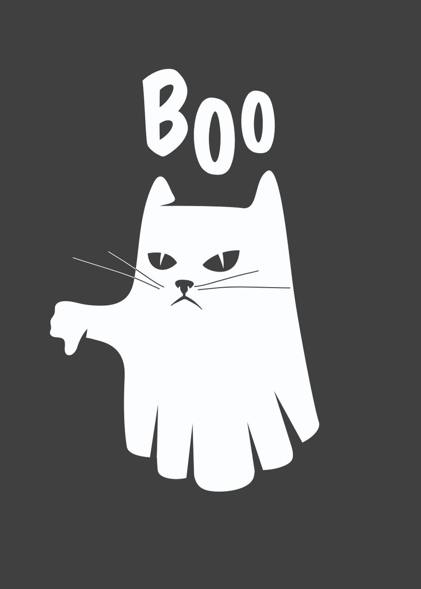 'Funny Cat Boo Ghost' Poster, picture, metal print, paint by schmugo ...