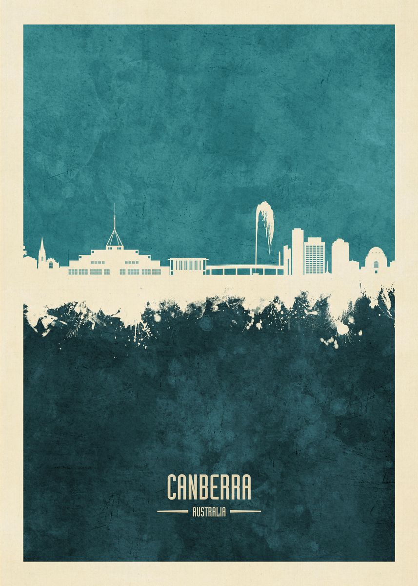 'Canberra Skyline Australia' Poster, picture, metal print, paint by ...