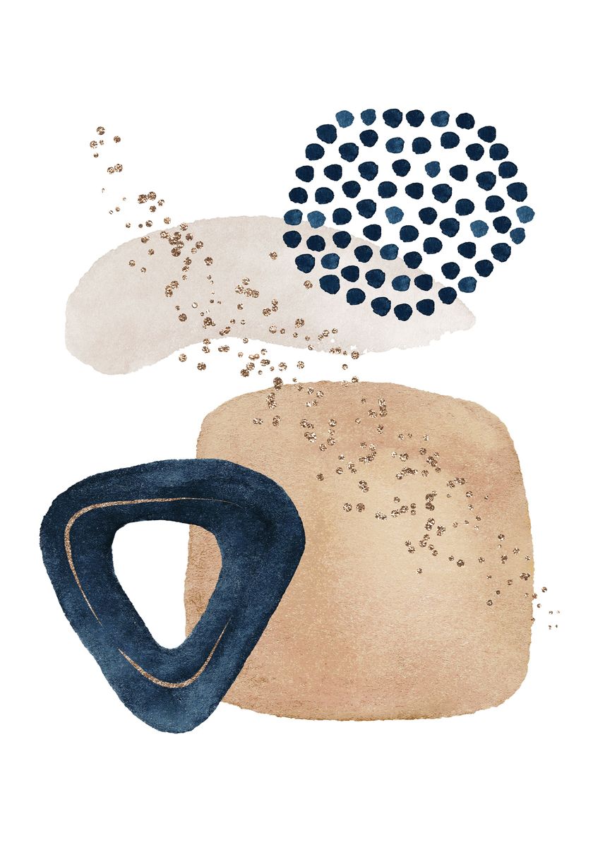 'Watercolor Shape in Navy 3' Poster, picture, metal print, paint by Gal ...