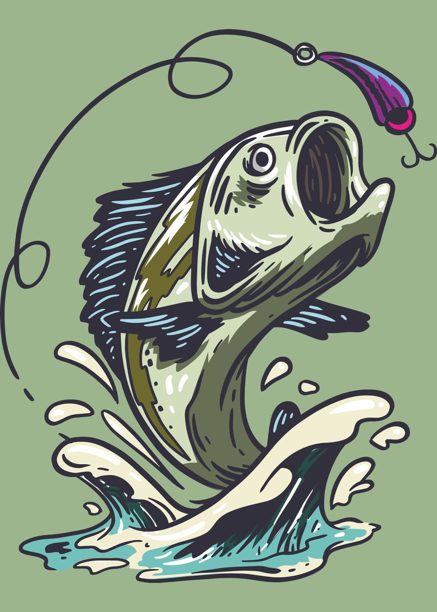 'Bass Catch Jump' Poster, picture, metal print, paint by Bombdesign ...