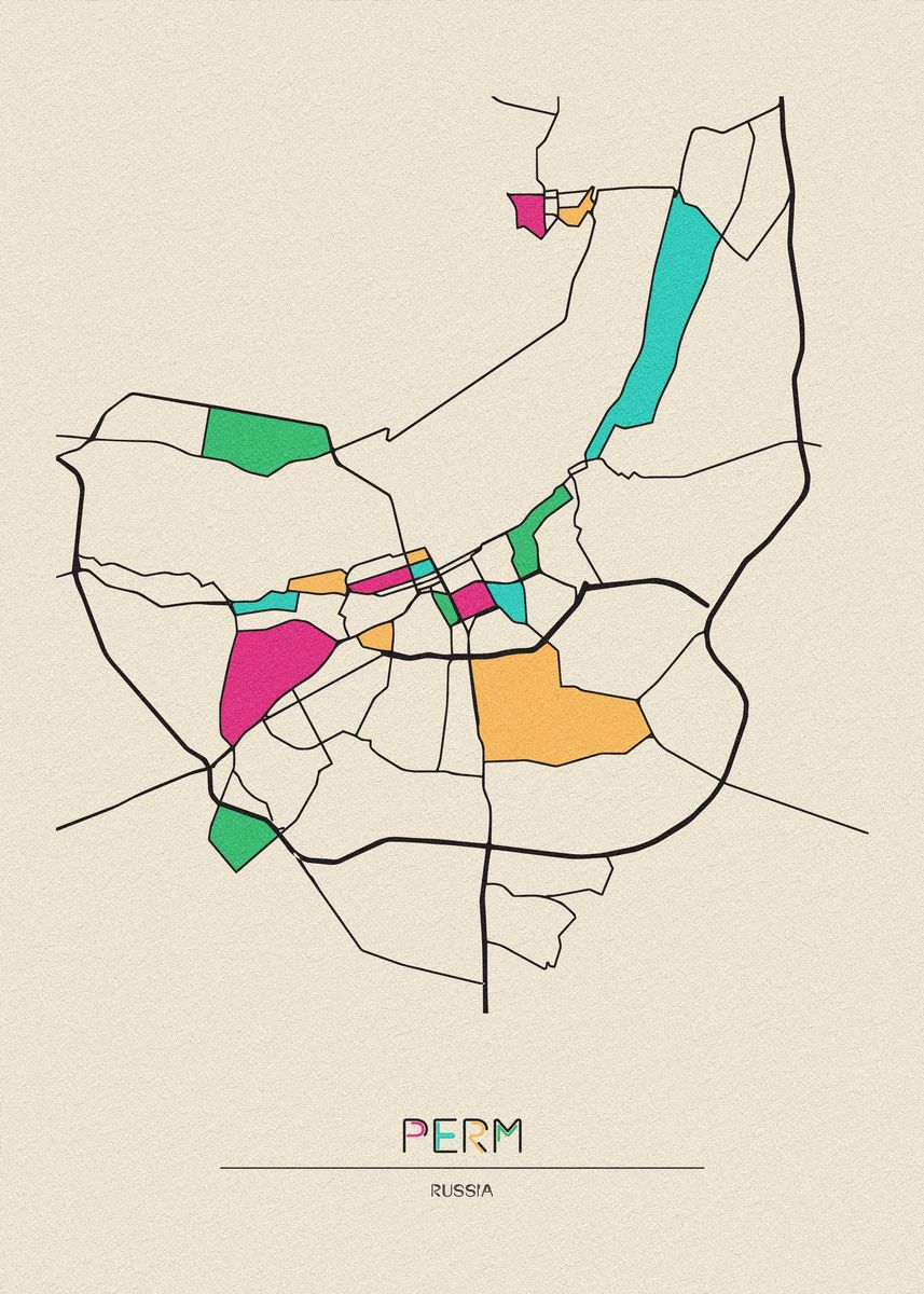 'Perm Map' Poster, picture, metal print, paint by Deniz A. | Displate