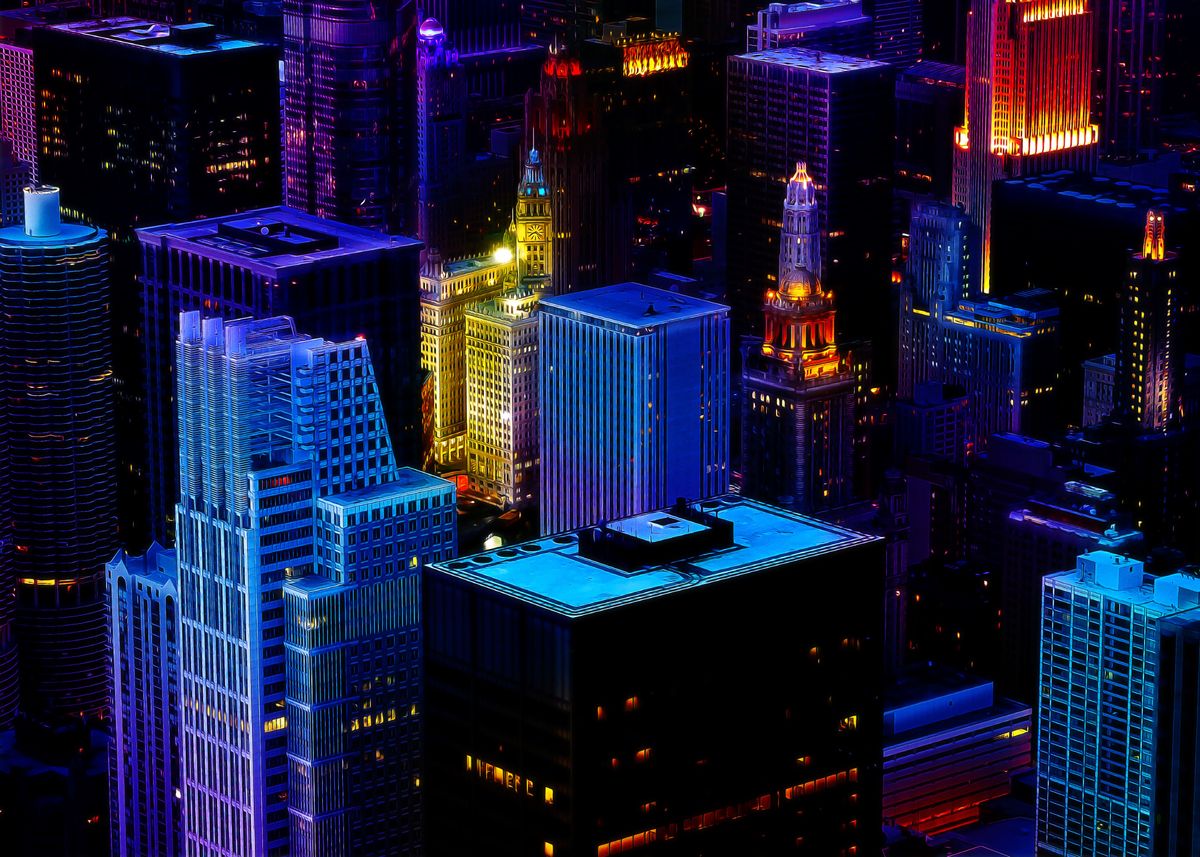 'Chicago Blocks' Poster by Patrick Geiss | Displate