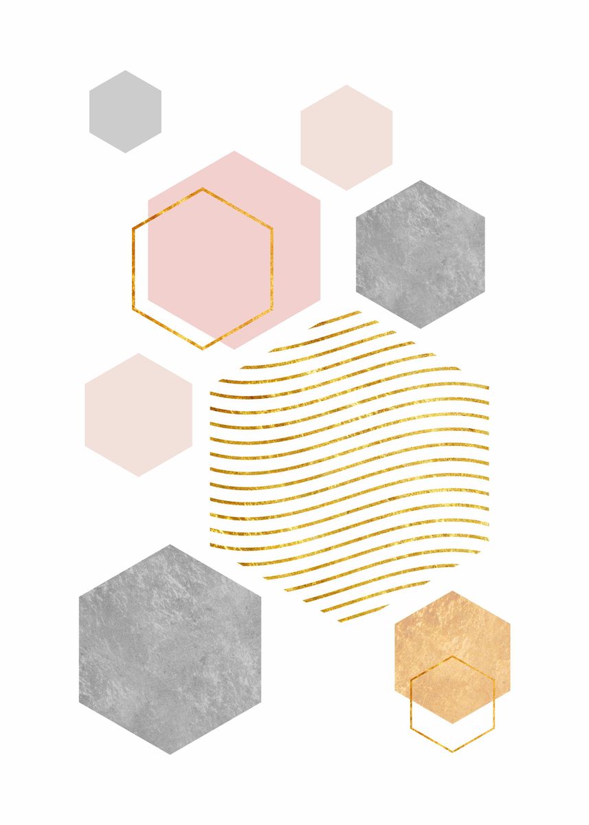 'geometric hexagonal' Poster, picture, metal print, paint by ...