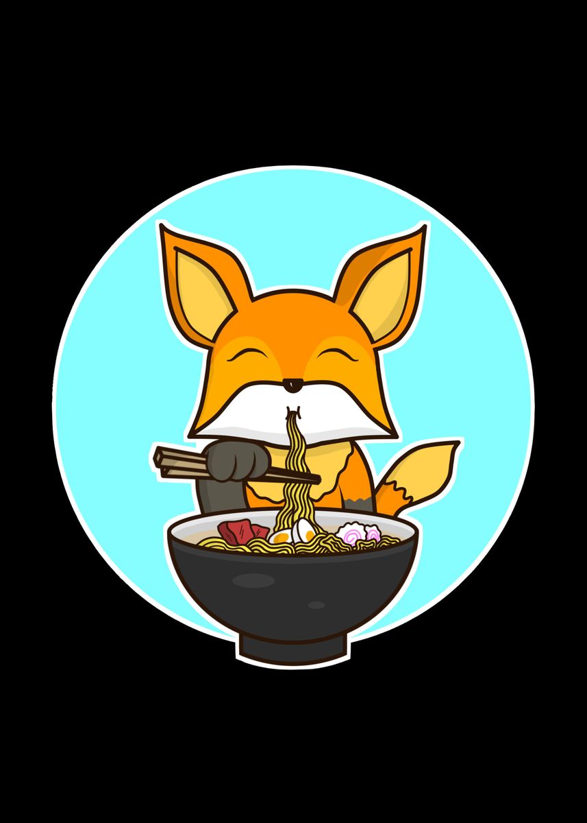 'Fox Eating Ramen' Poster by Ahmad Zaki Ramadhan | Displate