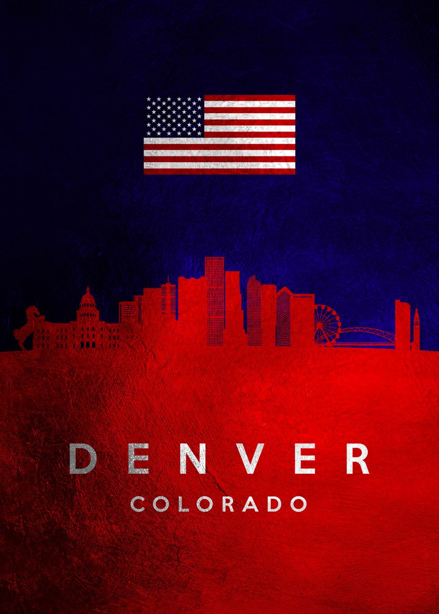 'Denver Colorado Skyline' Poster, picture, metal print, paint by ...