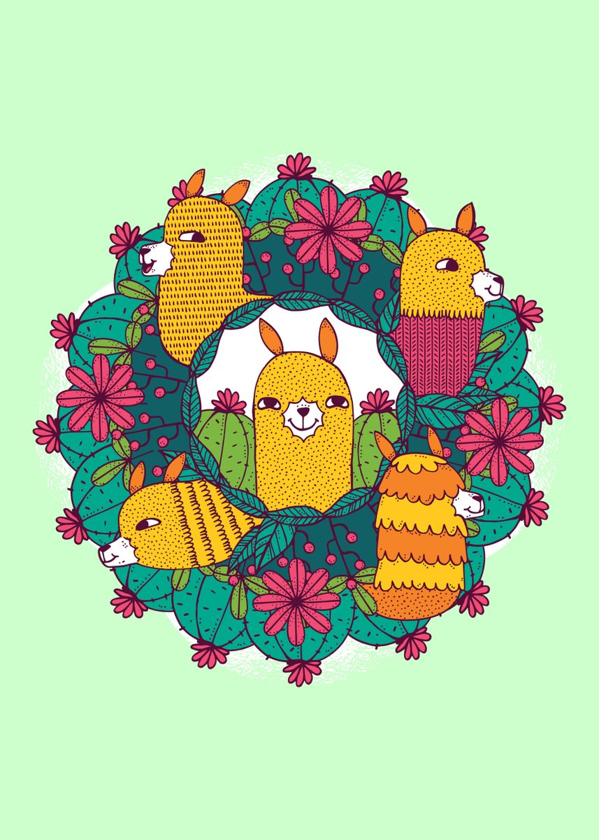 'Cute Artsy Llama Alpaca' Poster by Philip Anders | Displate