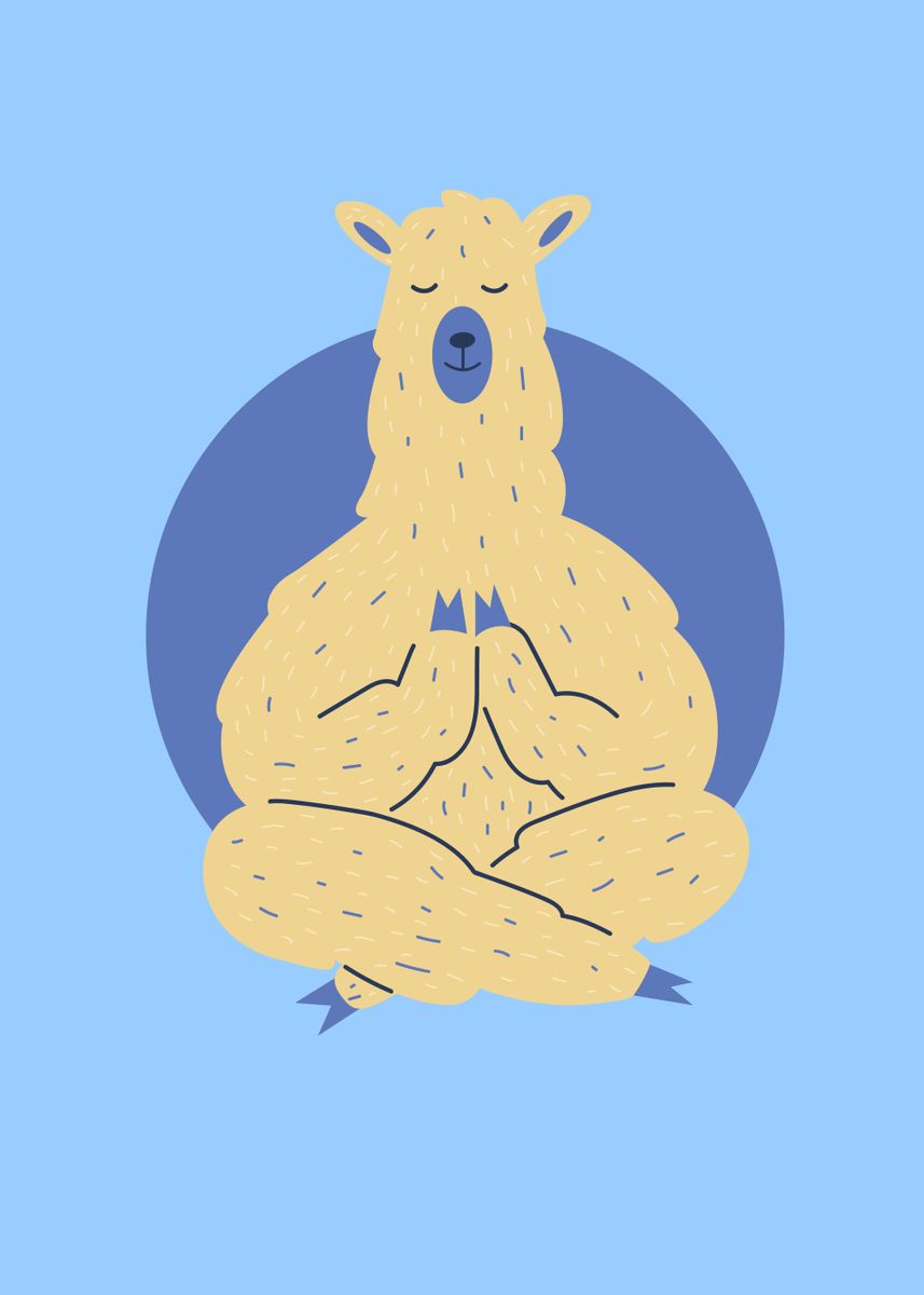 'Meditating Llama Zen Gift' Poster, picture, metal print, paint by Phil ...