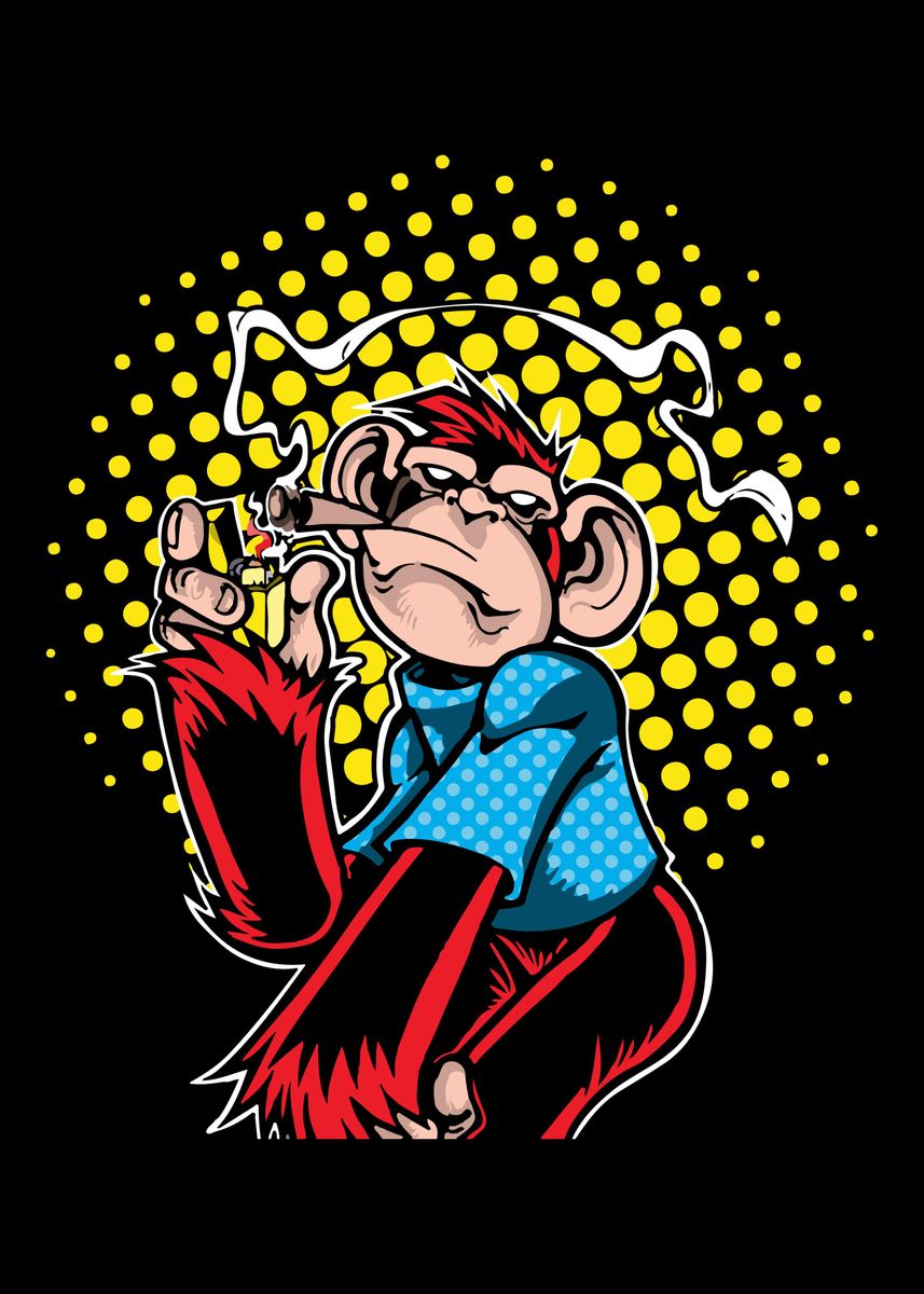 'Funny Weed Monkey' Poster, picture, metal print, paint by Sebastian ...