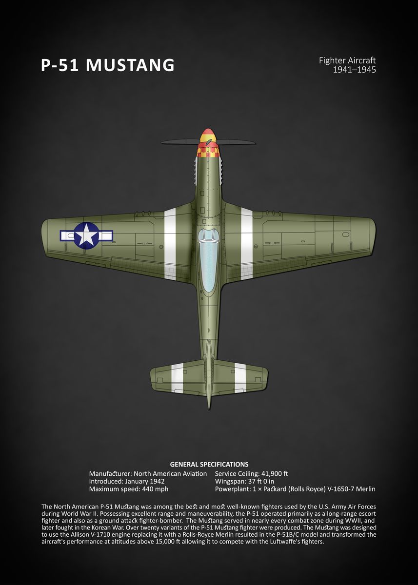 'The P51 Mustang' Poster, picture, metal print, paint by RogueDesign ...