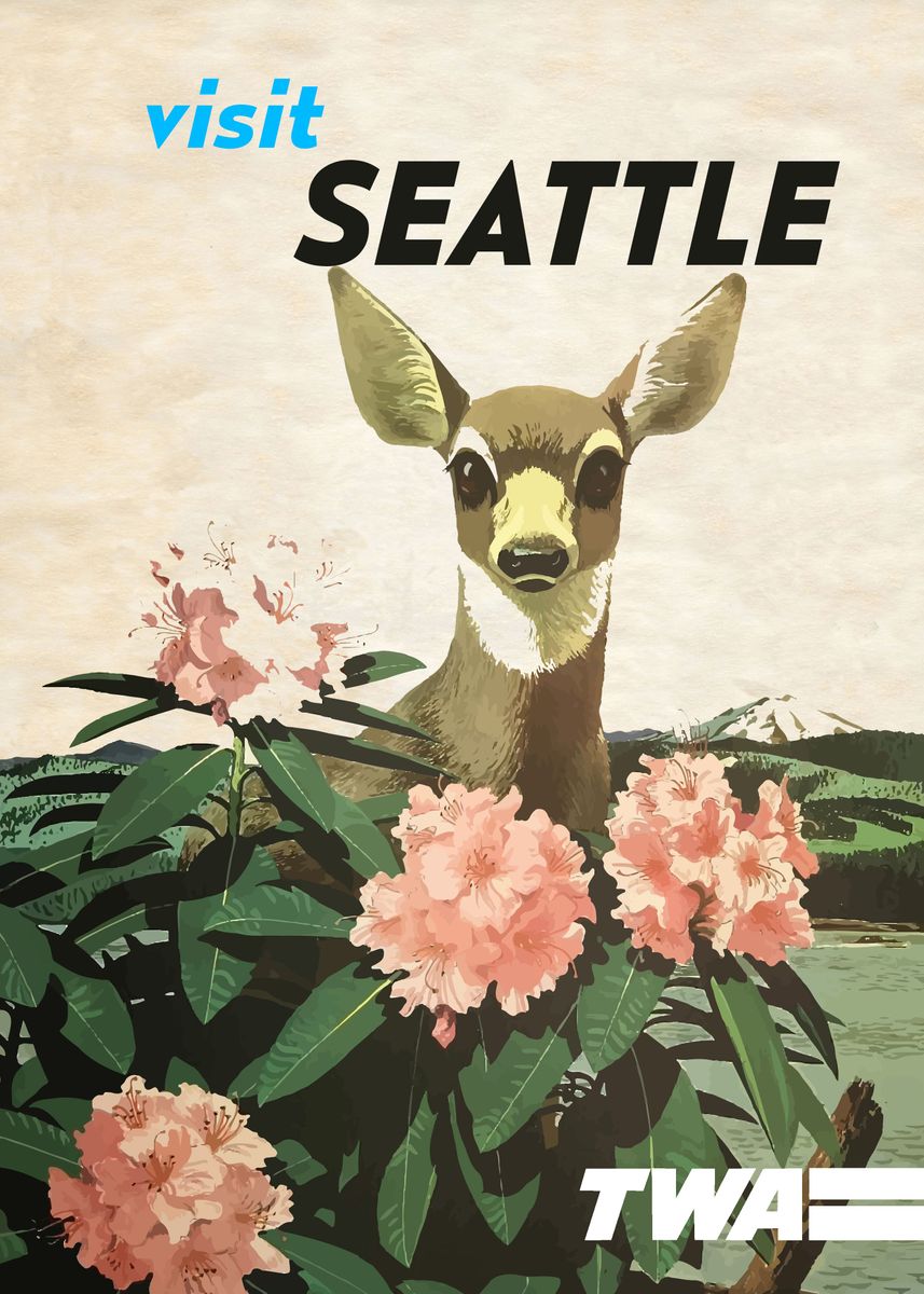'VINTAGE SEATTLE TWA' Poster, picture, metal print, paint by Atomic ...
